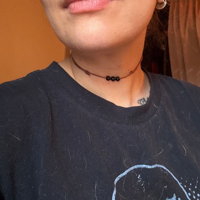 Edgy Double Layered Thin Black Choker Necklace, Teardrop Necklace ...