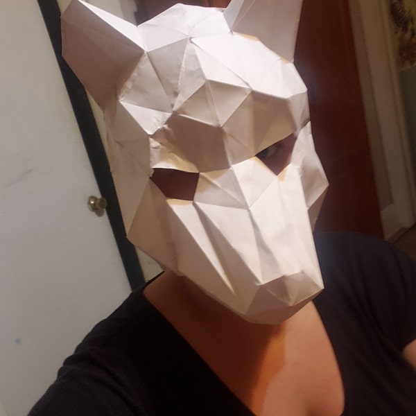 WOLF MASK - Low Poly Animal 3D DIY Papercraft Printable Template for ...