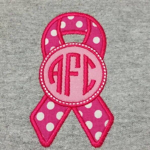 Monogram Awareness Support Ribbon Digital Machine Embroidery Applique ...