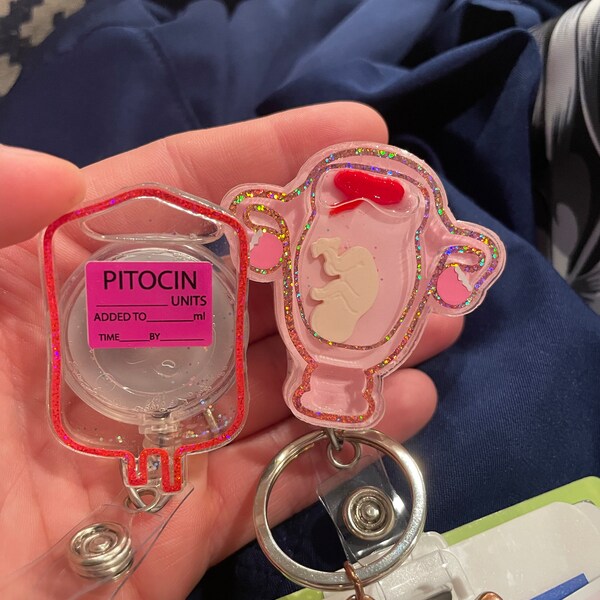 Pitocin IV Bag Badge Holder | IV Bag Badge Reel, Phlebotomy Badge Reel ...