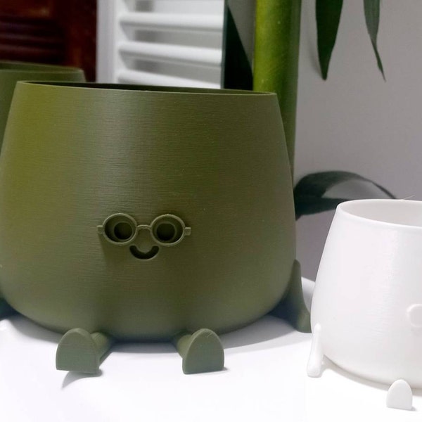 3D Printed Happy Face Planter, Eco-friendly Bio-based Material, Cute ...