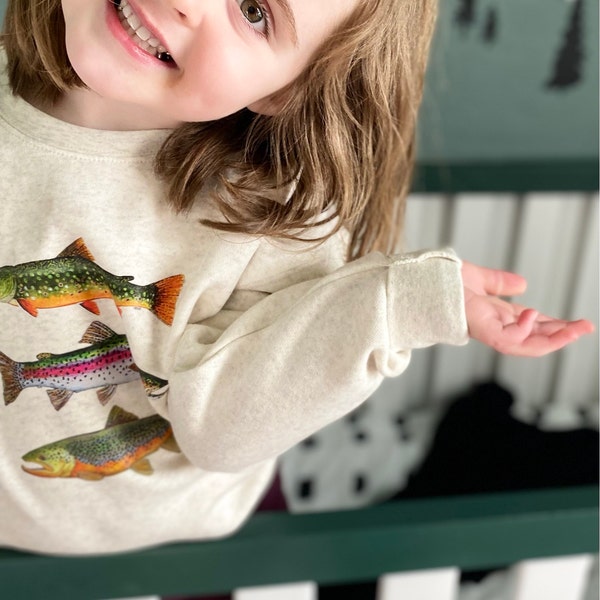 Toddler Trout Crewneck Sweatshirt | Children's Fish Shirt | Gender ...