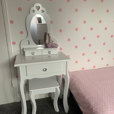 Runesol Kids Dressing Table With Stool and Mirror for 3 7 Years White ...