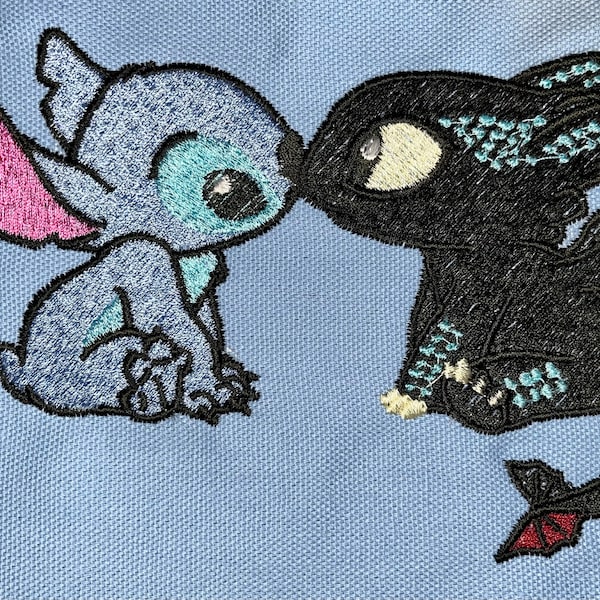 Kawaii Toothless Dragon and Stitch Machine Embroidery Design File, How ...