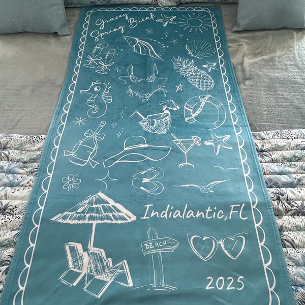 Bachelorette Beach Towel, Last Toast on the Coast Towel, Personalized ...