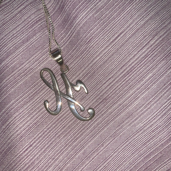 Sterling Silver Script Initial Letter Alphabet Handmade Charm Pendant ...