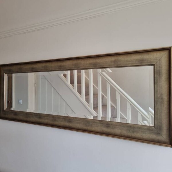 Marietta Modern Wall Mirror Grey / Smoked Glass Frame Silver Bevelled ...