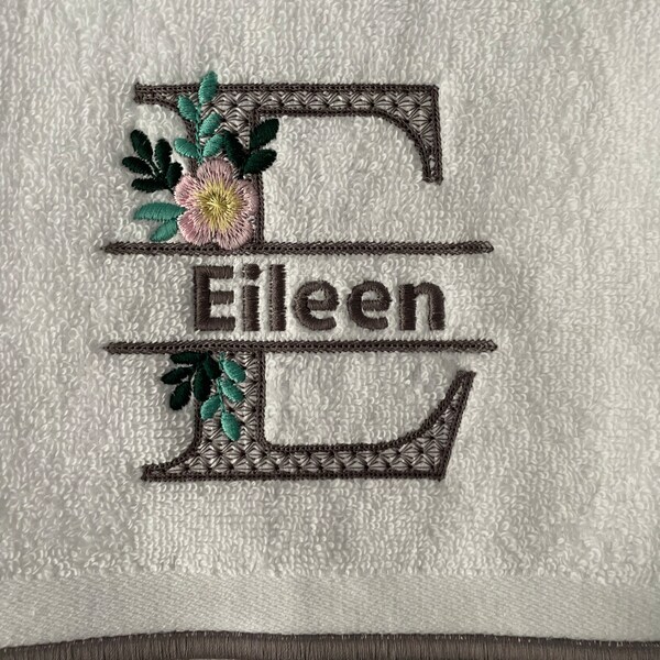 Letter E Split Monogram for Machine Embroidery Flower Motif Alphabet 5 ...