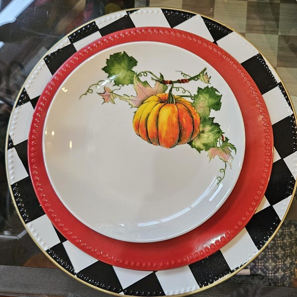 Black and White Checkered Pot Planter, Three Piece Set, Whimsical ...