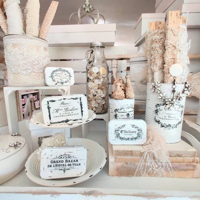 3 Rustic Americana Farmhouse Painted Tin Can Caddy Set Rusty - Etsy