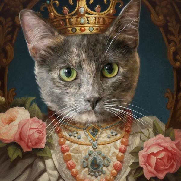 Personalized Christmas Gift: Custom Royal Pet Portrait, Custom Queen ...