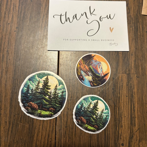 Pine Tree Vinyl Sticker: Full Moon Cedar Forest, Waterproof Decal - Etsy