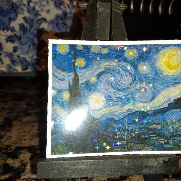 Holographic Starry Night Sticker, Waterproof Vinyl Sticker, Fine Art by ...