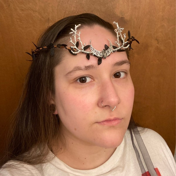Black Moon Woodland Tiara With Branches - Etsy
