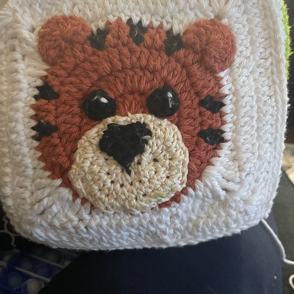 Crochet Tiger Square Pattern/ Animal Granny Square Motif/ Crochet Tiger ...