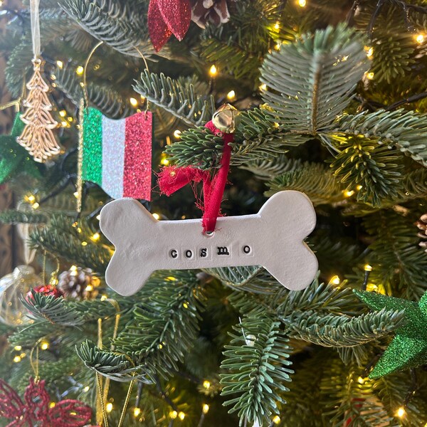 Personalised Dog Bone Clay Tree Decoration, Pet Christmas Decoration ...
