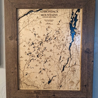Adirondack Mountains Map, Upstate New York Map, Sacandaga Map, Custom ...