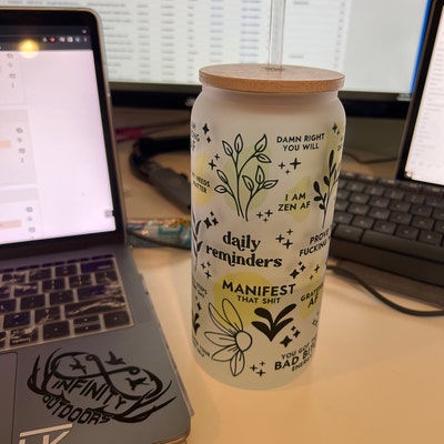 Self Care Glass, Iced Coffee Glass, Iced Coffee Cup, Self Care Cup ...