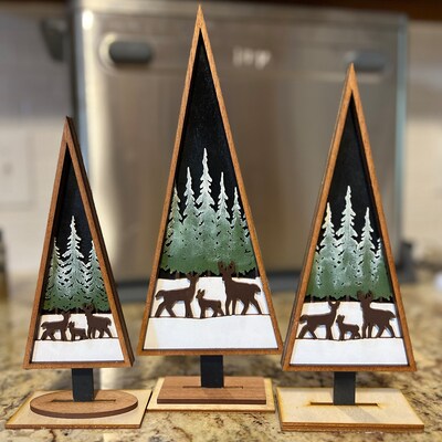 Deer Family Trees Set of 3 SVG Digital Download for Glowforge or Laser ...
