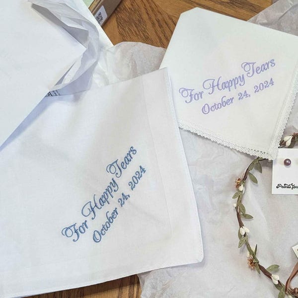 Blue Bonnets Custom Handkerchief Embroidered Bridal Hankie Personalized ...