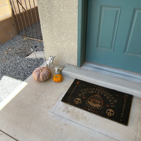 Halloween Skeleton Ouija Board Coir Door Mat, Welcome Halloween Front ...