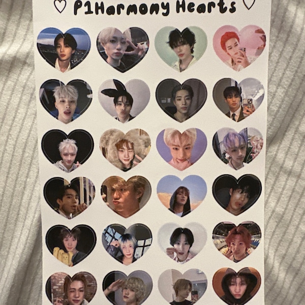 P1harmony Piwon Hearts Sticker Sheet | 24 Pcs | Aesthetic Cute Kpop ...