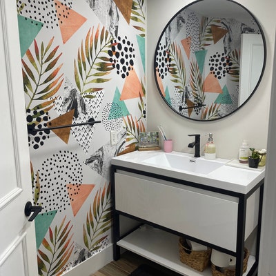 Monochrome Poppies Removable Wall Mural, Gray Floral Temporary Wall ...