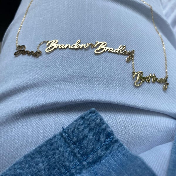 Multi-name Family Necklace, Multiple Nameplated Necklace, Personalized ...