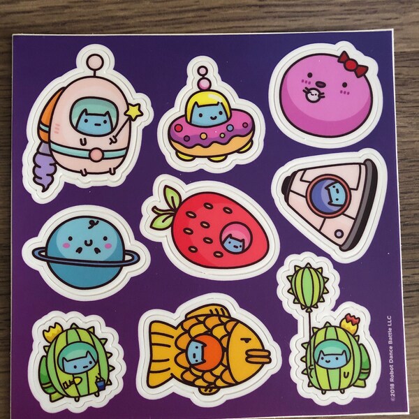 Vinyl Sticker Sheet - Space Cat - 9 Stickers - Etsy