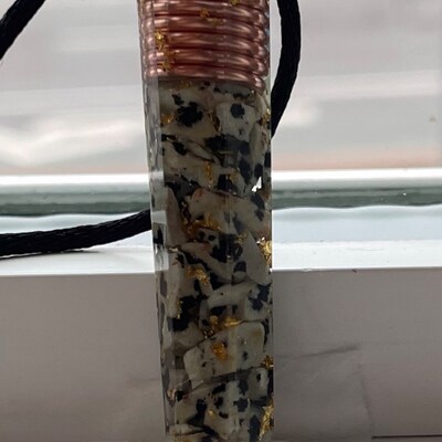 Black Obsidian & Green Aventurine Orgonite Pendant With Copper Coil, Small Vortex Orgone ...