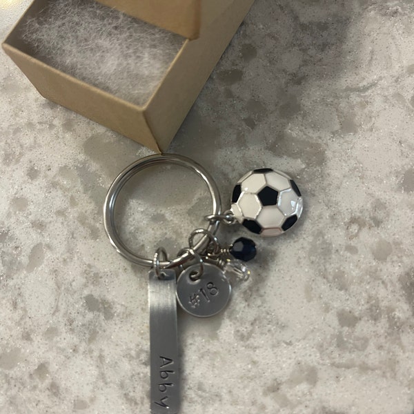 Hand Stamped Personalized Soccer Keychain - Soccer Team Gift - Soccer ...