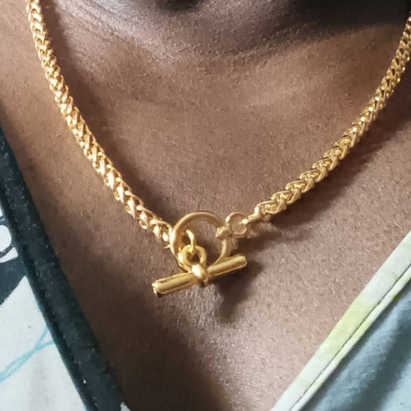 Toggle Necklace With Gold Coin, Gold Toggle Necklace, Gold Chain ...