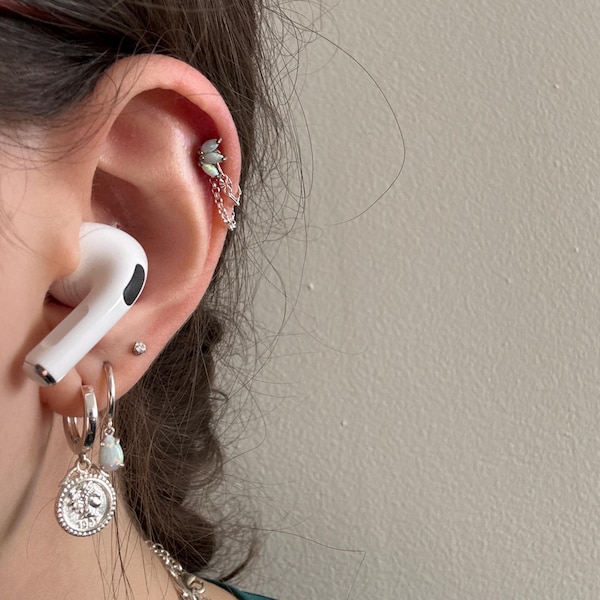 Star Conch Ear Piercing, Conch Piercing, Conch Hoop Earring, Gold ...