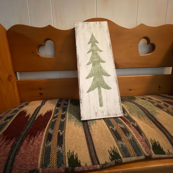 Rustic Farmhouse Christmas Tree Sign, Vintage Style Wood Sign ...