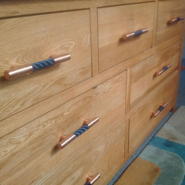 Copper and Rope T Pull Handle. Drawer Pull. Cabinet Hardware. Kitchen ...