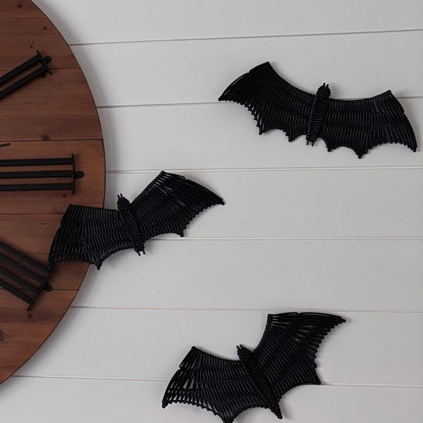 Halloween Bats Wicker Wall Decor Hanging Scary Bats Wicker Wall Art for ...