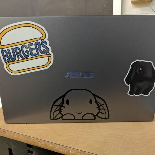 Black Lop Bunny Sticker; Printed Adorable Rabbit Vinyl Sticker ...