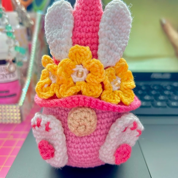 Easter Crochet Pattern Bunny Keychains With Crochet Flowers, Crochet ...
