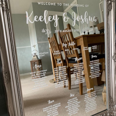 Mirror Wedding Table Plan Vinyl Lettering/vinyl Stickers DIY Seating ...