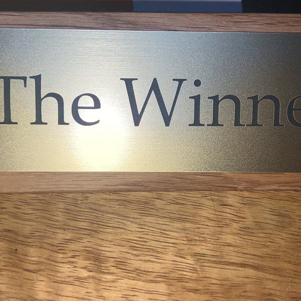 Solid Wood Personalised Desk Name Plate, Office Plaque Solid Wood Base ...