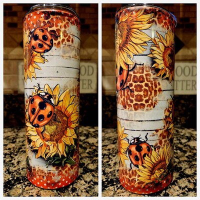 Western Ladybug Sunflower Tumbler Png Sublimation Design,20oz. Skinny ...