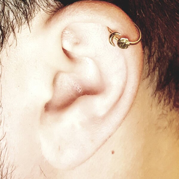 Moon Phases Conch Piercing, Cartilage Earring, Celestial Daith Earring ...