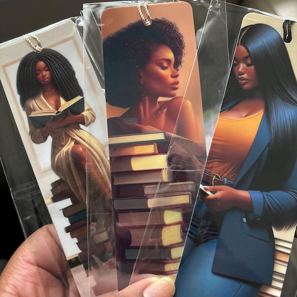 Fashionable Reading Bookmarks - African American Women, Handmade Art ...
