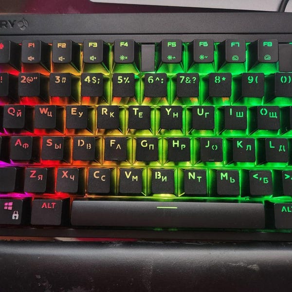 Russian Keycaps ISO Backlit Keycap Set, Black/white Pudding Keycap Set ...