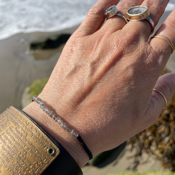 14k Gold String Bracelet, 14k Solid Gold Wish Bracelet, Dainty Gold ...