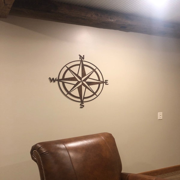 Rustic Nautical Compass Recycled Metal Art 30 Inch - Etsy