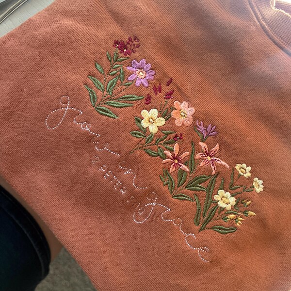 Grow in Grace Embroidery Design, Flowers Embroidery File, 3 Sizes ...
