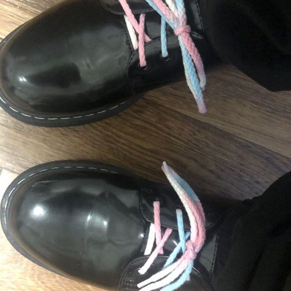 Trans Pride Flag Tie Dye Cotton Shoelaces | Choice of Length and Style ...