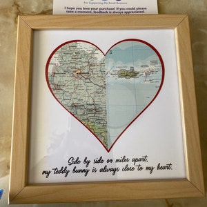 Romantic Gift for Long Distance Relationship Framed Map Heart | Etsy