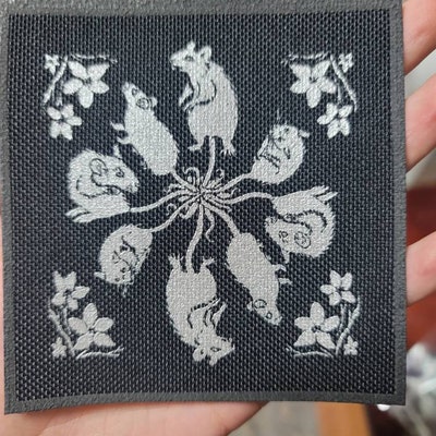 Rat King Silver Screen Print Fabric Patch 8x8cm Goth, Rat Lover Gift ...
